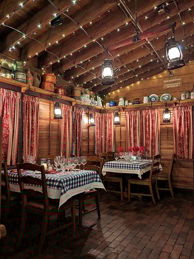 Dining rooms that feel like you've been invited to a fancy cabin dinner. The hanging lanterns cast the kind of light that makes everyone look good.