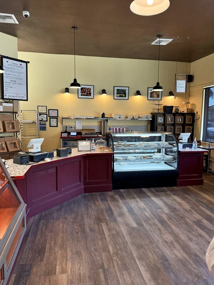 The open kitchen window isn't just practical - it's pie theater, where you can watch your happiness being assembled by people who understand the gravity of their sacred mission.