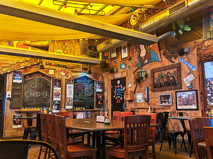 The walls aren't decorated—they're curated with decades of memories, mismatched signs, and the kind of authentic clutter money can't buy.