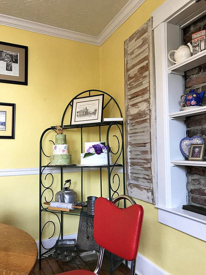 Vintage-inspired seating area where you can contemplate life's big questions, like "Should I get another maple bacon donut for the road?"