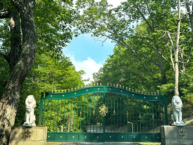"Welcome, m'lord!" The castle's grand entrance comes complete with its own uniformed doorman, offering a greeting worthy of your noble visit.