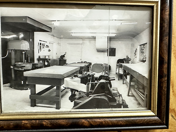 This framed memory of candy-making equipment reveals the serious hardware behind those melt-in-your-mouth moments.