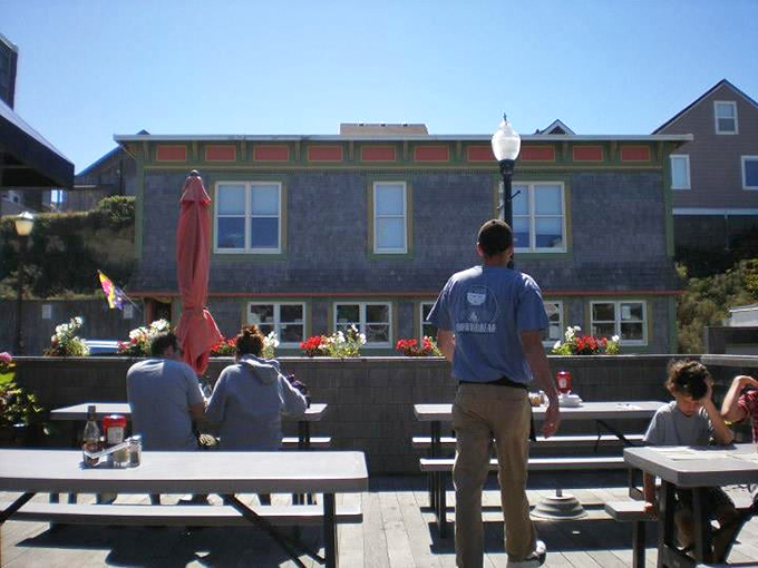 The outdoor seating area where your seafood feast comes with a side of coastal breeze and vacation vibes.