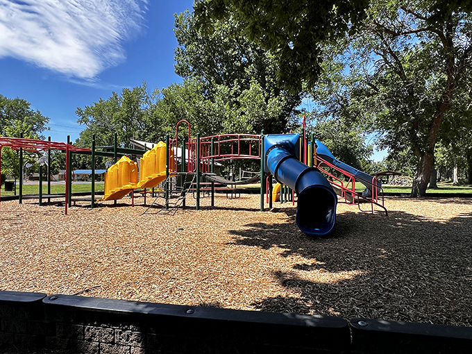 Eisenhower Park's playground provides the perfect energy release between history lessons. Even future presidents need to slide and swing sometimes.