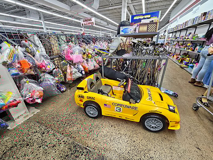 That yellow race car isn't just transportation; it's childhood dreams in vehicular form, priced less than your morning coffee run.