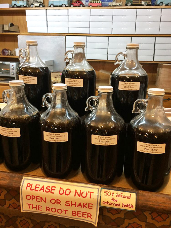 Root beer in glass growlers&mdash;liquid nostalgia that comes with a warning not to shake, like a carbonated time bomb of sweetness.