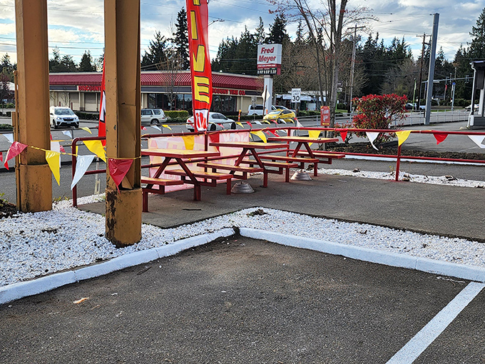 The seating area isn't winning design awards, but who cares when you're too busy having a religious experience with your burrito?