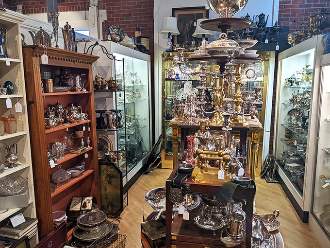 Silver that's witnessed countless celebrations now waits for new tables to grace—each tarnished piece holding the patina of memorable dinner conversations.