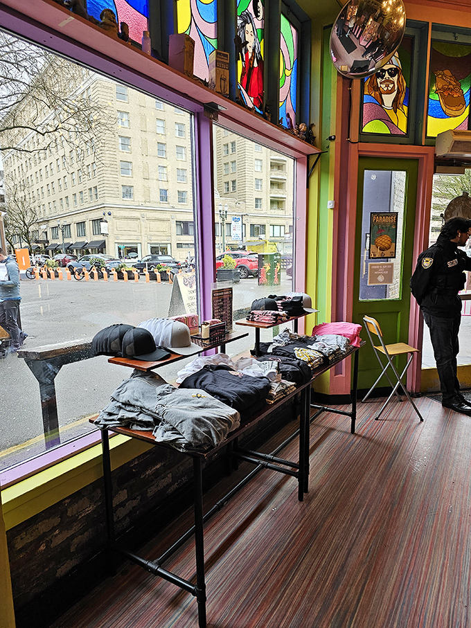 The holy trinity of donut bliss. The infamous Voodoo Doll donut with its pretzel stake shares box space with colorful companions waiting to fulfill their delicious destiny.