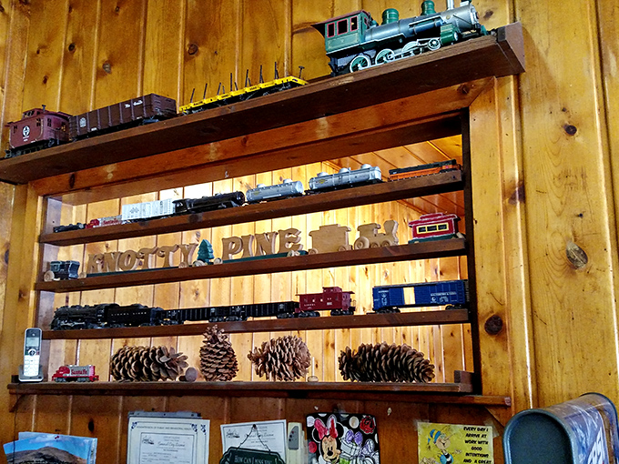 A shrine to railroad history where model trains keep watch over pine cones&mdash;a perfectly Nevada combination of transport and nature.