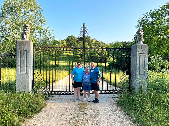 Lion-flanked gates guard the entrance to the estate grounds, making visitors feel like they've stumbled onto European nobility's summer home.