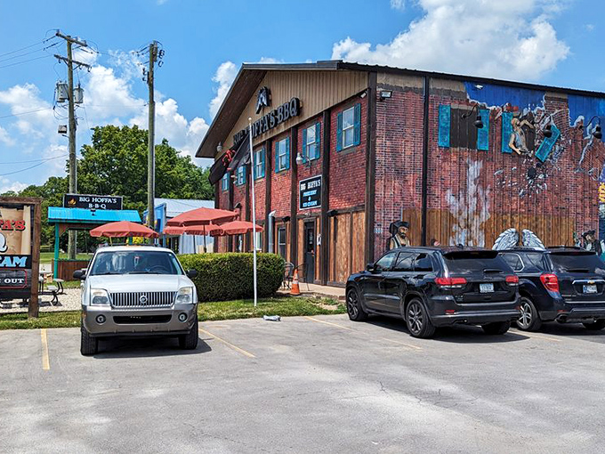 Big Hoffa's vibrant interior with colorful paper lanterns creates a festive atmosphere that matches the celebration happening on your plate.