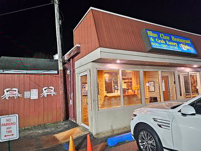 Blue Claw's vibrant exterior is like a roadside beacon for crab lovers &ndash; bold, unapologetic, and promising delicious things inside.
