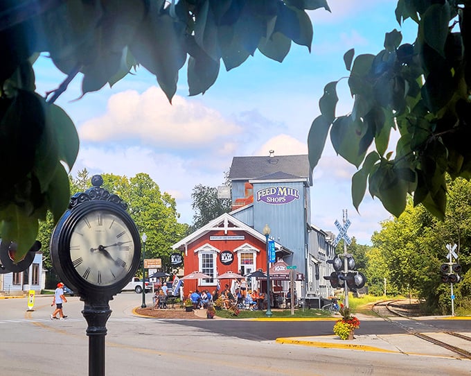 Elkhart Lake's colorful buildings frame a perfect view of the water beyond. It's like they're posing for your vacation photos. 