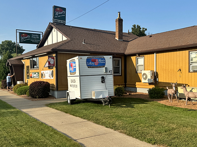 Wendt's on the Lake exterior: Classic Wisconsin supper club meets lakeside fish paradise! That trailer out front means business&mdash;serious fish business.