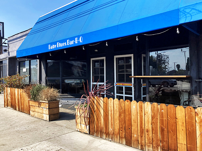 Baby Blues BBQ: The wooden fence patio creates a little oasis in the urban jungle &ndash; a place where time slows down and sauce stains are badges of honor.
