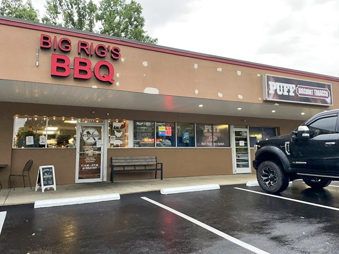 The classic car front at Joe Bosco's reminds us that like vintage automobiles, great BBQ never goes out of style.