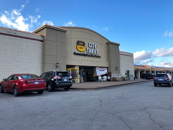 City Thrift's expansive parking lot &ndash; the starting line for a marathon of bargain hunting that leaves wallets intact.