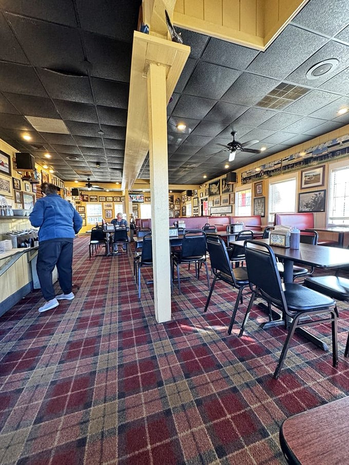 The simple "BBQ" sign at Hickory Hut is all the advertising needed when your meat speaks volumes for itself.