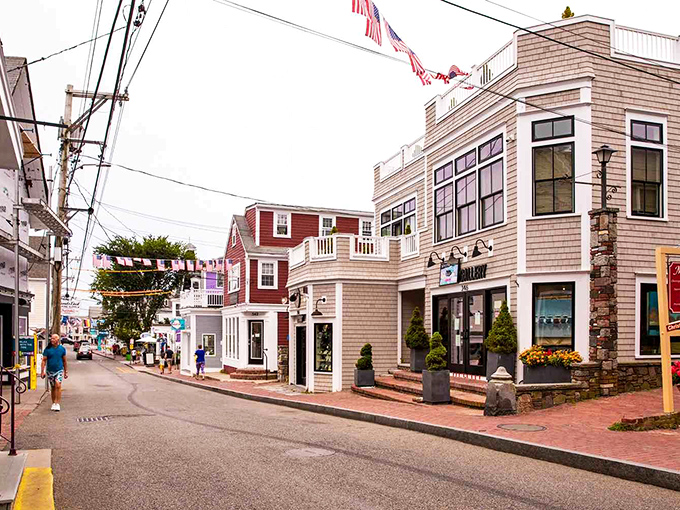 Colorful storefronts and whimsical signs create Provincetown's joyful atmosphere where every day feels like a beach party.