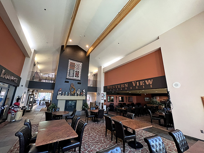 High ceilings and rustic charm create the perfect backdrop for the main event: steaks that deserve their own Instagram account.