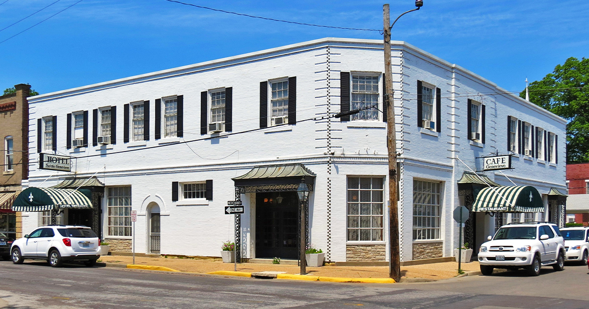 Historic streetscapes like this one transport visitors to another era. Ste. Genevieve's well-preserved brick buildings house shops, cafes, and centuries of stories. 
