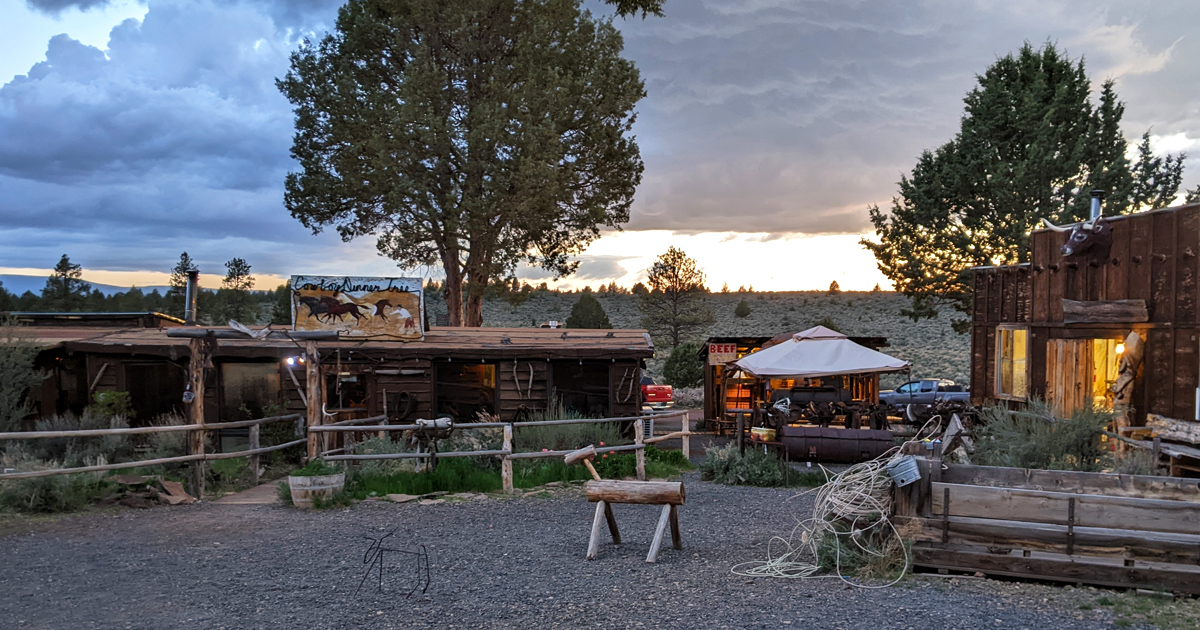 Like a movie set come to life, the Cowboy Dinner Tree stands proudly against the high desert sky, promising culinary adventures in an authentic Western backdrop.