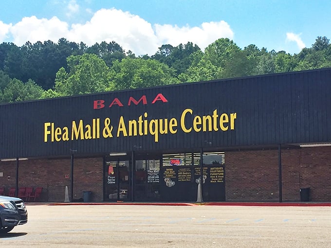 The unassuming exterior of Bama Flea Mall belies the wonderland within&mdash;like finding a treasure chest disguised as a shoebox. Pure Alabama magic awaits! 