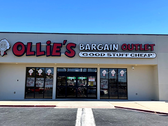 The iconic red Ollie's sign promises "Good Stuff Cheap" &ndash; a siren call to bargain hunters that's impossible to resist on a sunny Arkansas day.
