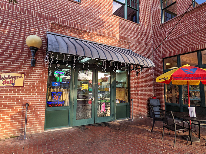 A beacon of deliciousness! Weinberger's Deli's inviting exterior promises sandwich nirvana, with its warm glow beckoning hungry souls like a siren's call to carb-lovers.