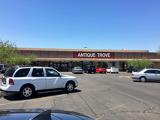 The unassuming exterior of Antique Trove belies the wonderland within, like finding a portal to the past hiding in plain sight. 