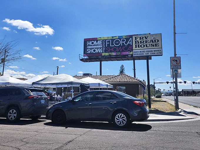 The unassuming exterior of The Fry Bread House belies the culinary treasures within. Blue skies and outdoor seating welcome hungry pilgrims to this James Beard Award winner.