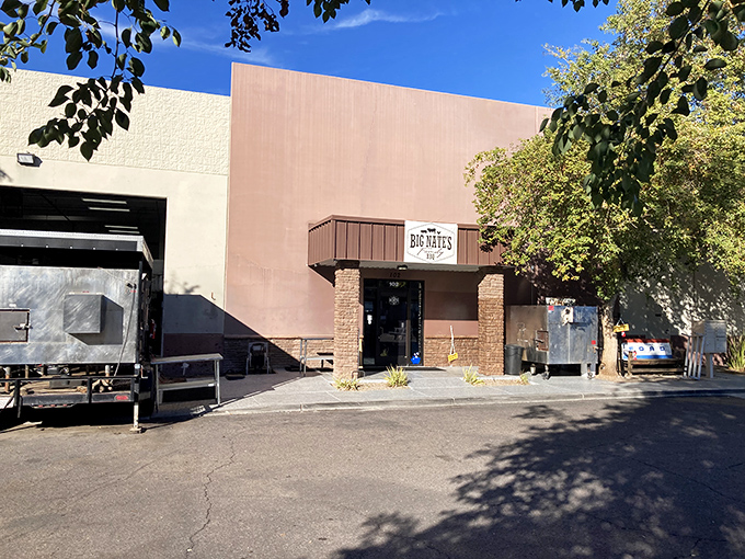 The unassuming exterior of Big Nate's might fool you, but barbecue wisdom teaches us: the humbler the building, the better the brisket.