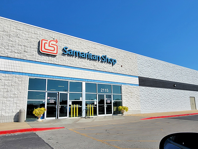 The unassuming exterior of Samaritan Shop in Rogers hides a treasure trove within&mdash;like finding a portal to bargain heaven disguised as a strip mall storefront.