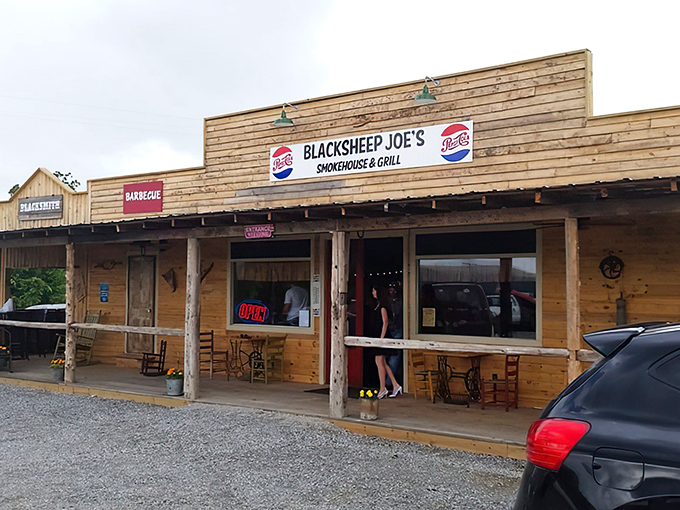 The weathered wooden exterior of Blacksheep BBQ isn't trying to impress anyone&mdash;until that hickory aroma hits you and changes everything.