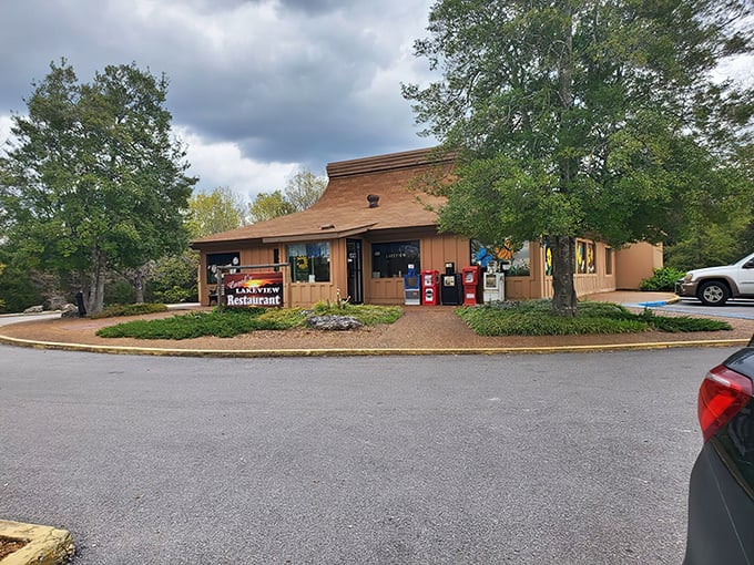 A rainbow arches over Carol's Lakeview Restaurant, as if nature itself is pointing the way to this unassuming culinary treasure in Cherokee Village.