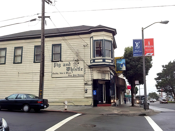 The unassuming exterior of The Pig and Whistle stands like a British embassy on Geary Boulevard, beer logos gleaming like beacons to the thirsty and hungry.