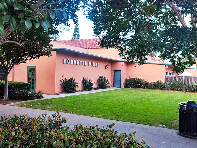 The unassuming exterior plays it cool, like a 1950s heartthrob hiding behind sunglasses. This stucco fa&ccedil;ade in Liberty Station conceals a time machine within.