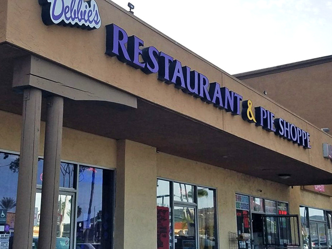 The purple lettering says it all &ndash; this isn't just a restaurant, it's a pie sanctuary where calories fear to tread and diet plans go to die. 