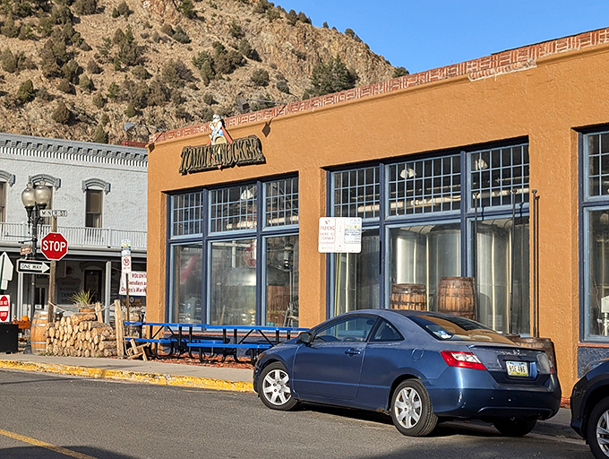 The iconic red awning of Tommyknocker beckons like a mountain oasis. Wooden barrel tables outside create the perfect perch for people-watching and beer-sipping.