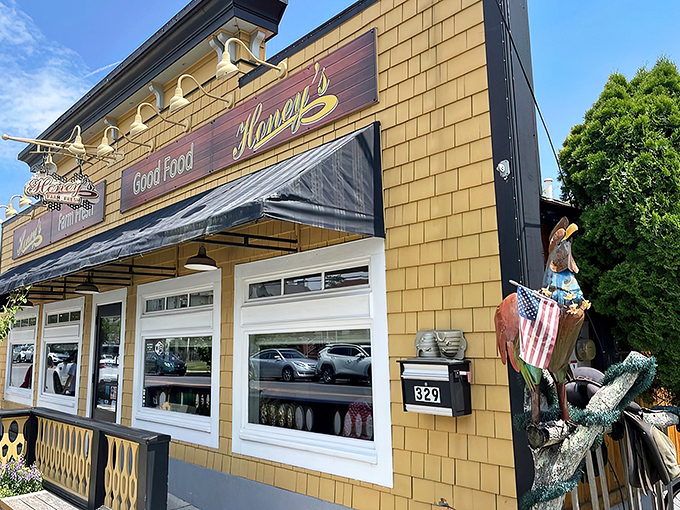 The sunshine-yellow exterior of Honey's isn't just a building—it's a promise of the golden deliciousness waiting inside. Delaware's cheeriest breakfast spot beckons.