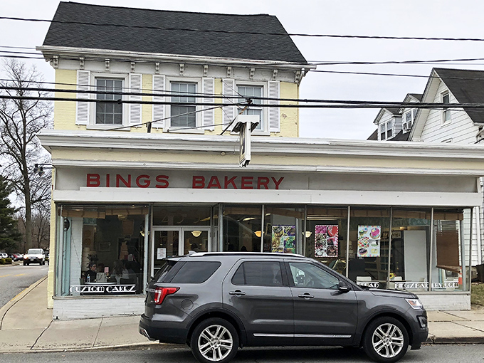 The iconic storefront of Bing's Bakery stands as a sweet landmark in Newark, its vintage sign promising delicious traditions since 1946.