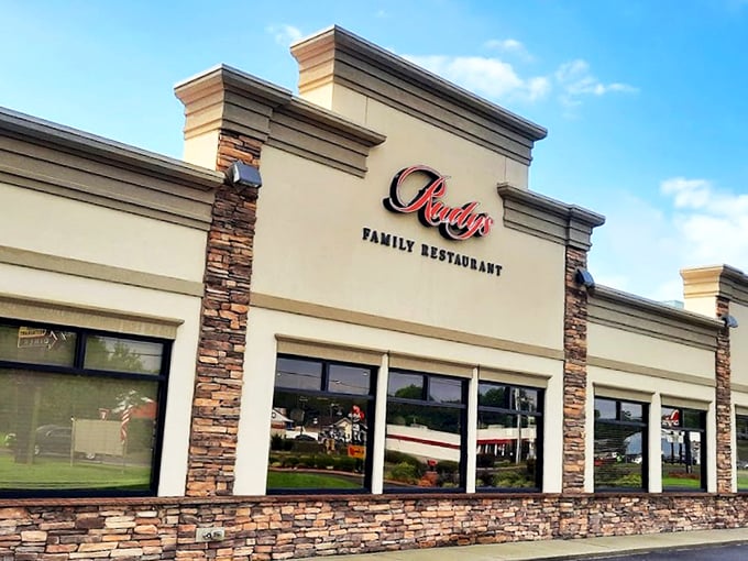 The welcoming facade of Rudy's Family Restaurant proves that culinary treasures often hide behind modest exteriors. Like finding a great novel with a simple cover.