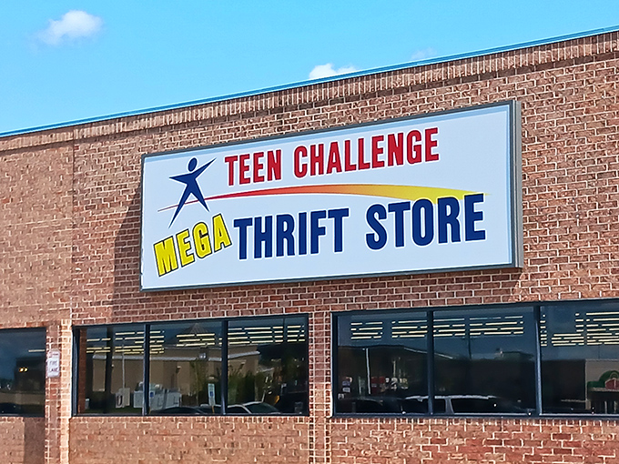 The brick facade might say "thrift store," but that "MEGA" isn't just marketing&mdash;it's a promise of treasure-hunting on an epic scale.