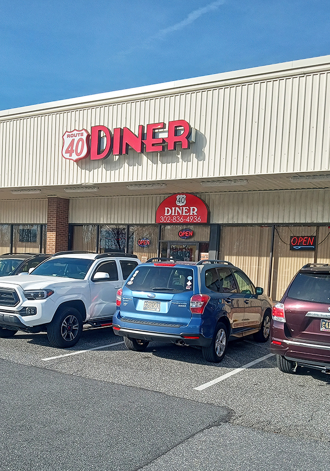 The unassuming exterior of Route 40 Diner belies the culinary treasures within. Like finding a diamond in a strip mall, this Bear landmark promises comfort without pretension. 
