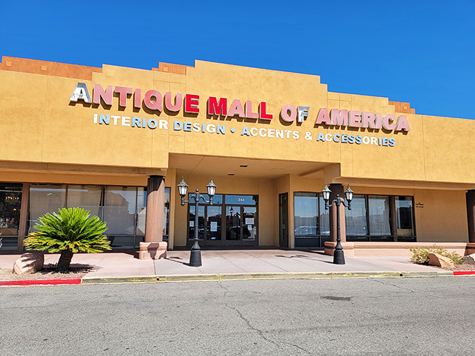 The Southwestern-style exterior of Antique Mall of America belies the labyrinth of historical treasures waiting just behind those doors.