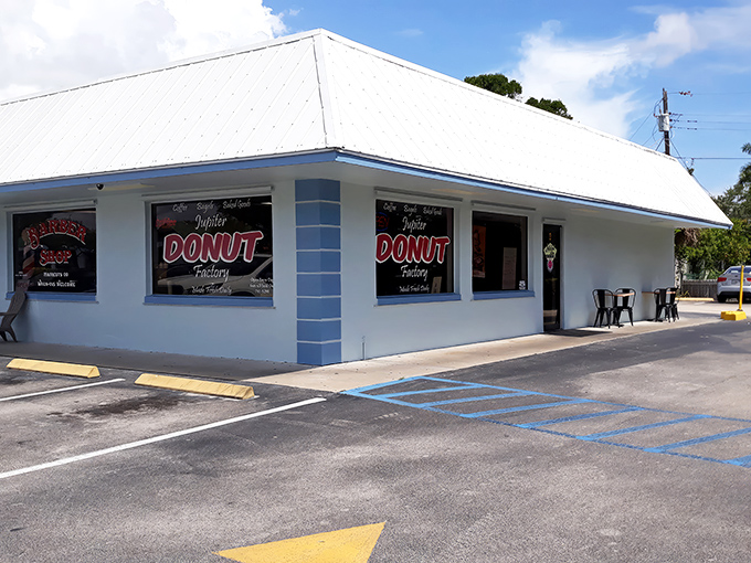 The unassuming exterior of Jupiter Donuts belies the sugary magic happening inside. Like all great food destinations, it's not about the facade.