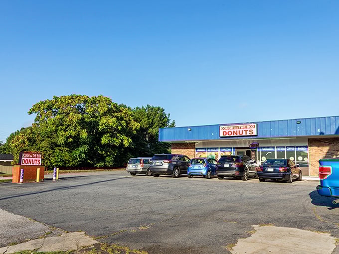 The blue awning and bold red signage of Dough in the Box stands as a beacon of hope for donut lovers across Marietta. No fancy frills needed when what's inside is this good.
