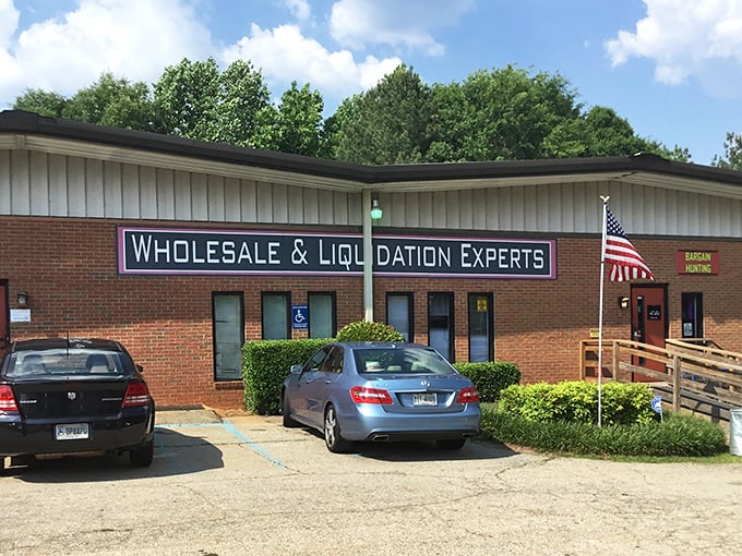 The unassuming brick fa&ccedil;ade of Matt's Warehouse Deals hides a treasure trove within, like finding the secret entrance to bargain paradise.