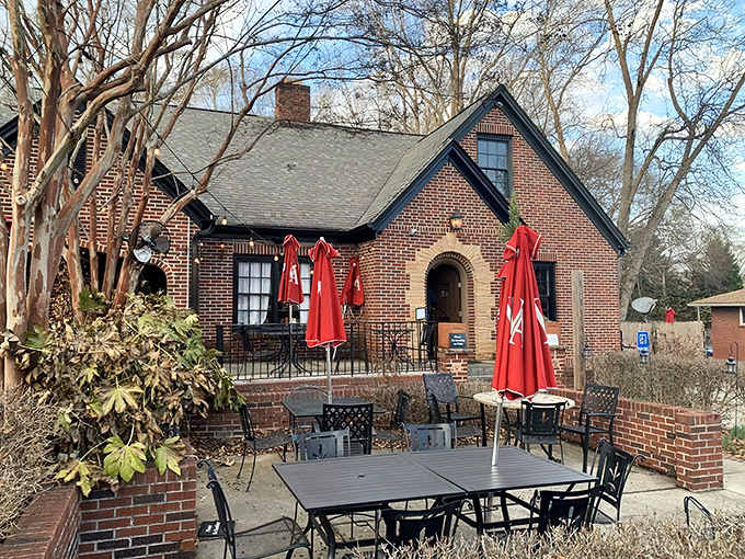 The Manchester Arms brings quintessential British charm to College Park with its stately brick exterior and inviting red patio umbrella. England has landed in Georgia!